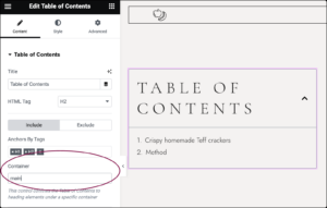 Table of Contents widget | Elementor