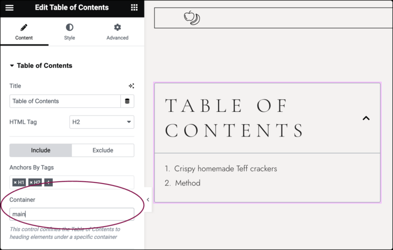 Table of Contents widget | Elementor