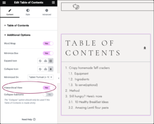 Table of Contents widget | Elementor