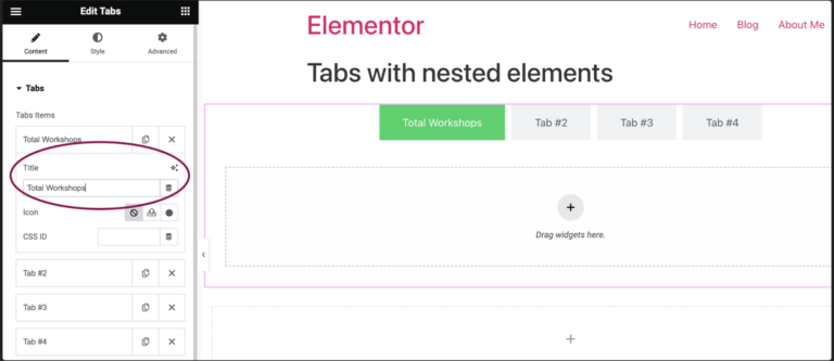Tabs widget with nested elements | Elementor