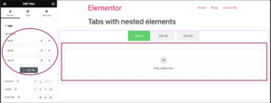 Tabs widget with nested elements | Elementor