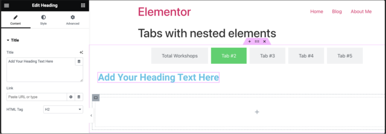 Tabs widget with nested elements | Elementor