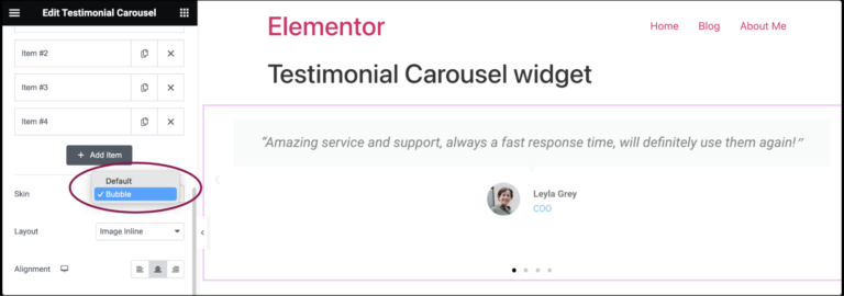 Testimonial Carousel widget | Elementor