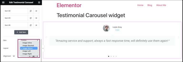 Testimonial Carousel widget | Elementor