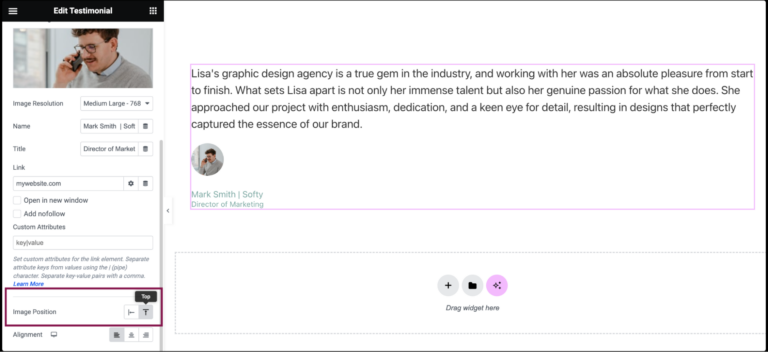 Testimonial widget | Elementor