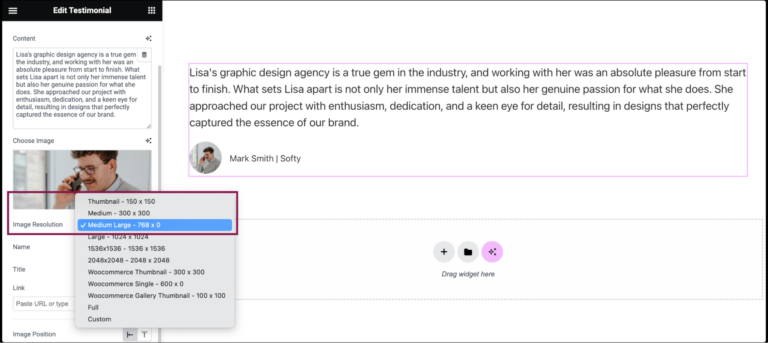 Testimonial widget | Elementor
