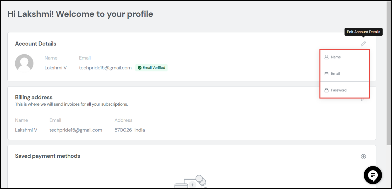 Update your account information | Elementor