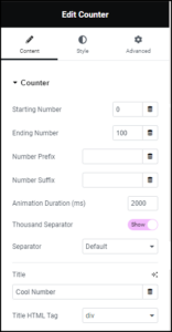 Counter widget | Elementor