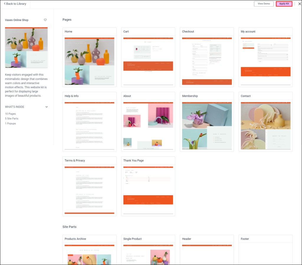 Install A Kit » Elementor