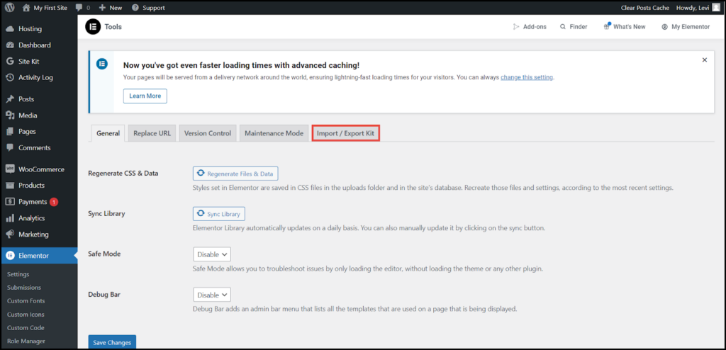 Remove A Kit » Elementor
