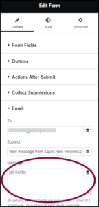 Receive form submissions by email | Elementor