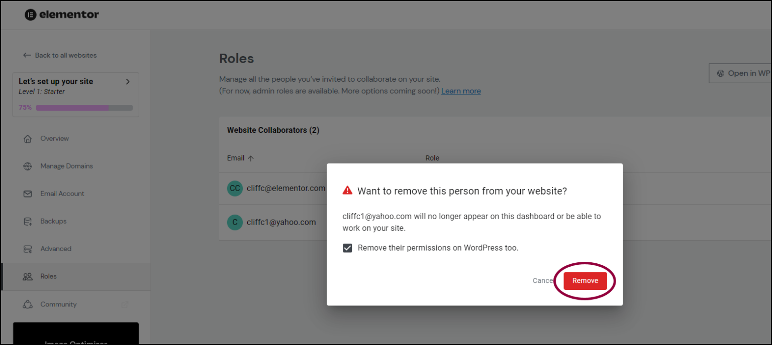 Delete a user from your website | Elementor