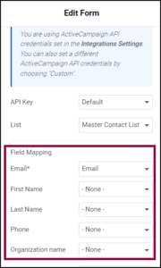 Integrate forms with ActiveCampaign | Elementor