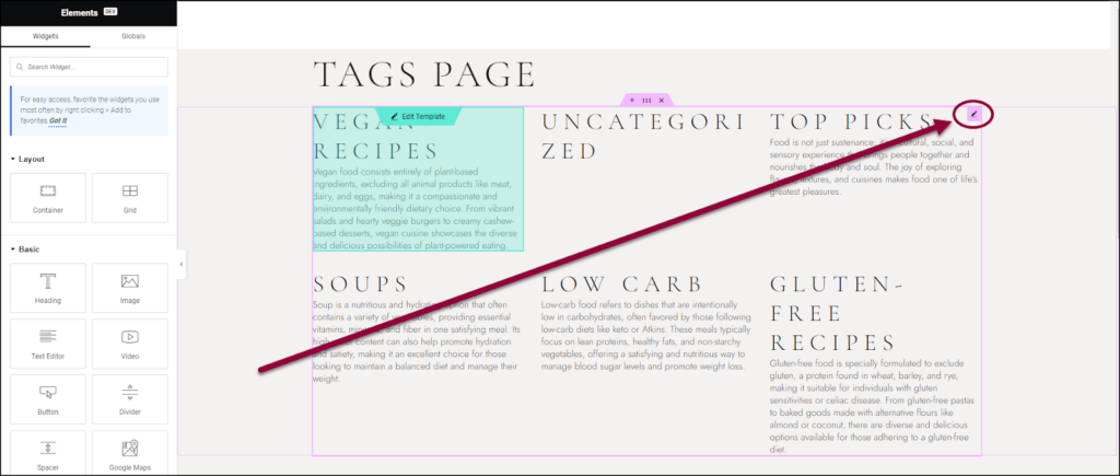 Create a tags page using the Loop Grid or Loop Carousel | Elementor
