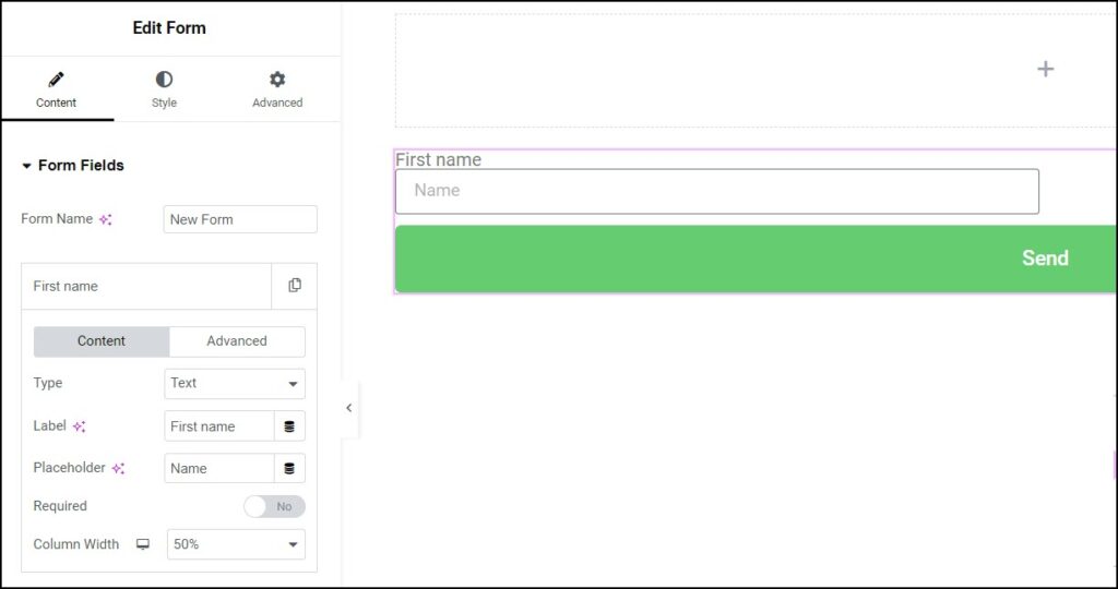 Create forms with multiple fields in a row | Elementor