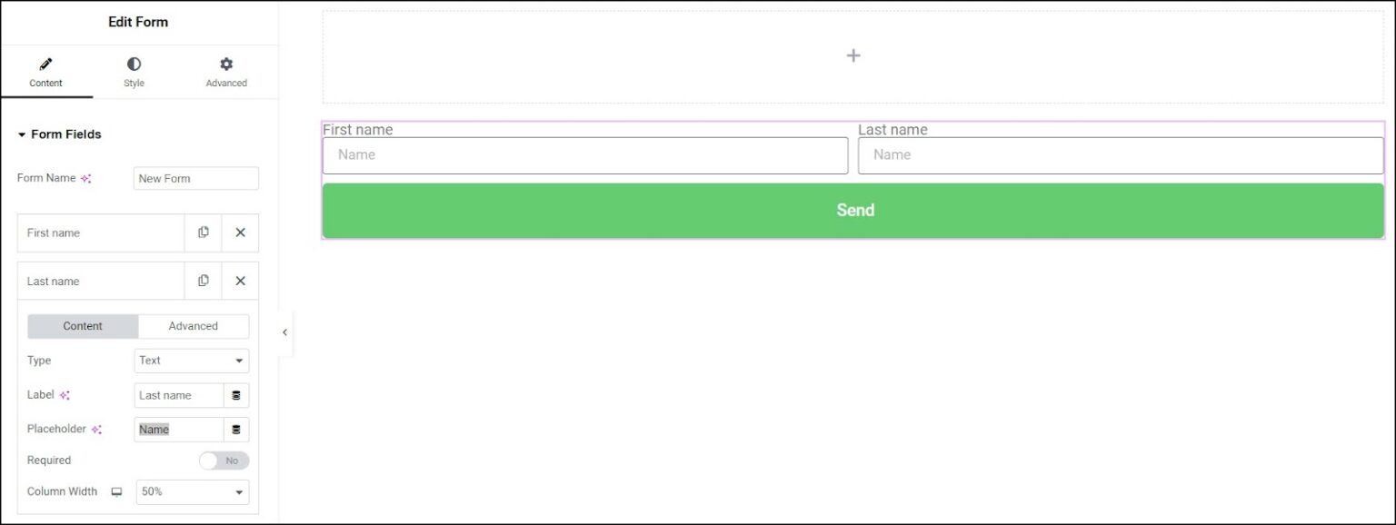 Create forms with multiple fields in a row | Elementor