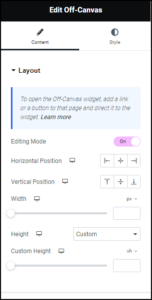 Off-Canvas widget | Elementor