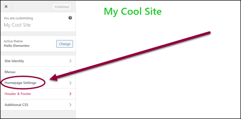 Assign the Home Page | Elementor