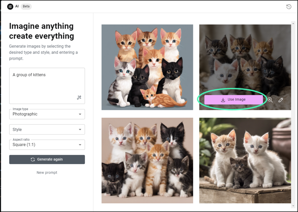 Generate and edit images in the Media Library using Elementor AI | Elementor