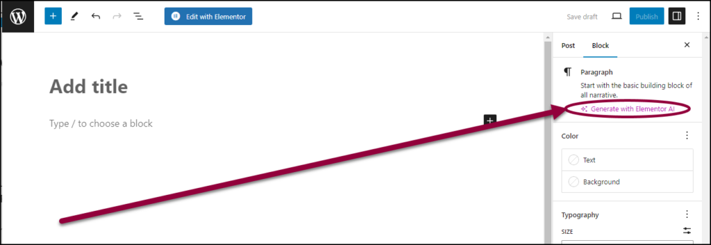 Generate text in Gutenberg using Elementor AI | Elementor