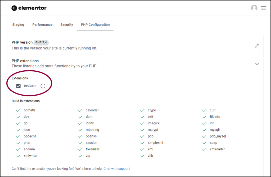 Enable/Disable the IonCube PHP extension | Elementor