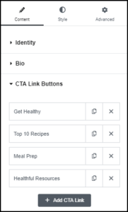 Link In Bio Widgets » Elementor