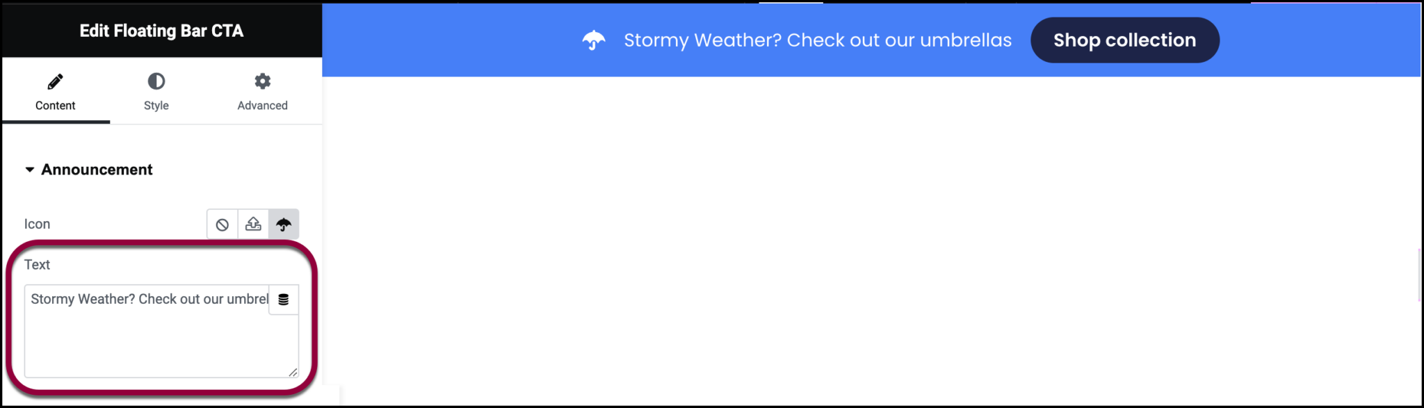 Add a Floating Bar to your site | Elementor