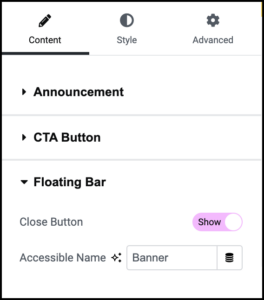 Add a Floating Bar to your site | Elementor