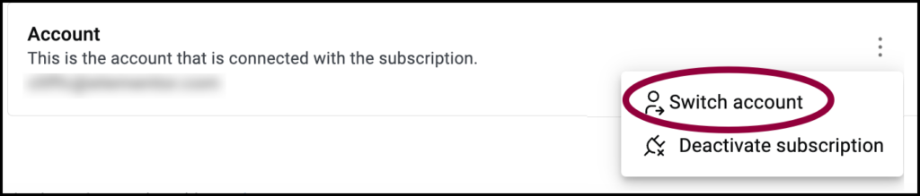 Switch accounts | Elementor