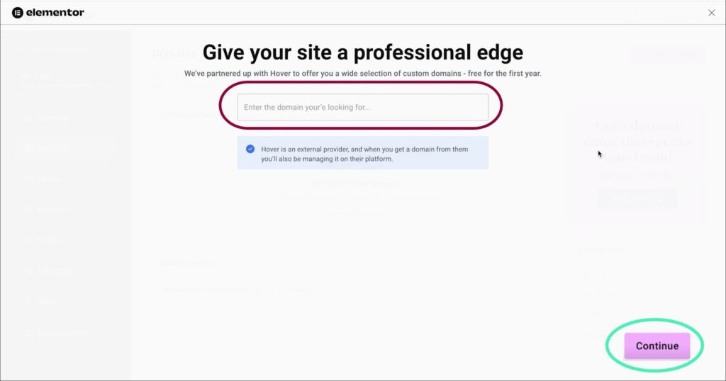 Get a free custom domain name with Elementor Host | Elementor