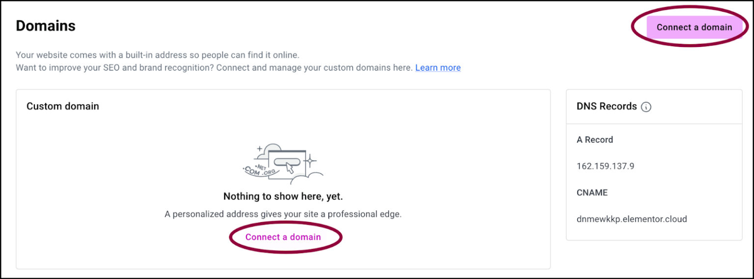 Get a free custom domain name with Elementor Host | Elementor