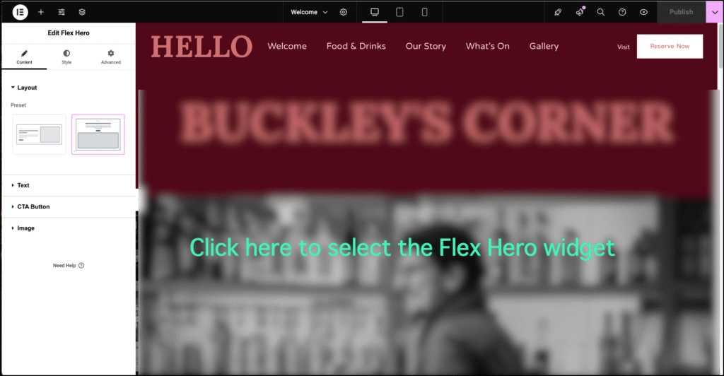 Edit your Hello Biz home page | Elementor