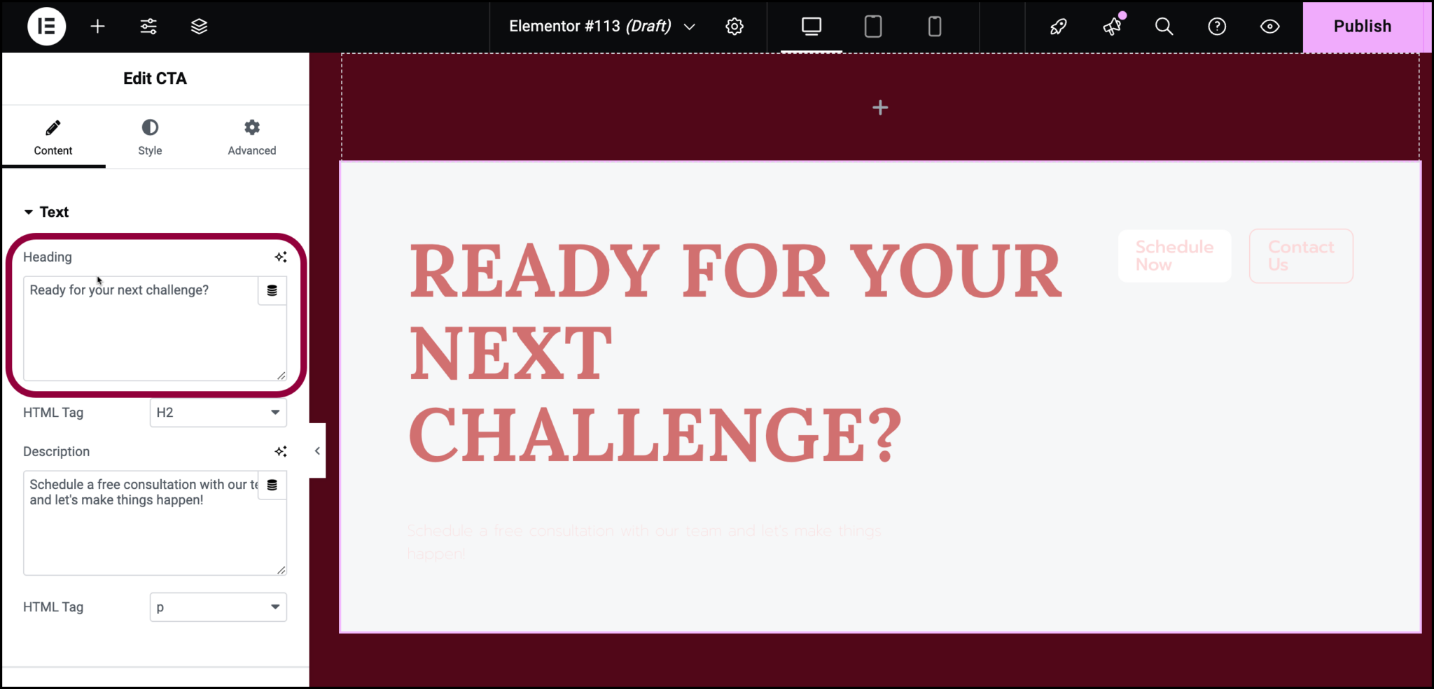 CTA widget | Elementor