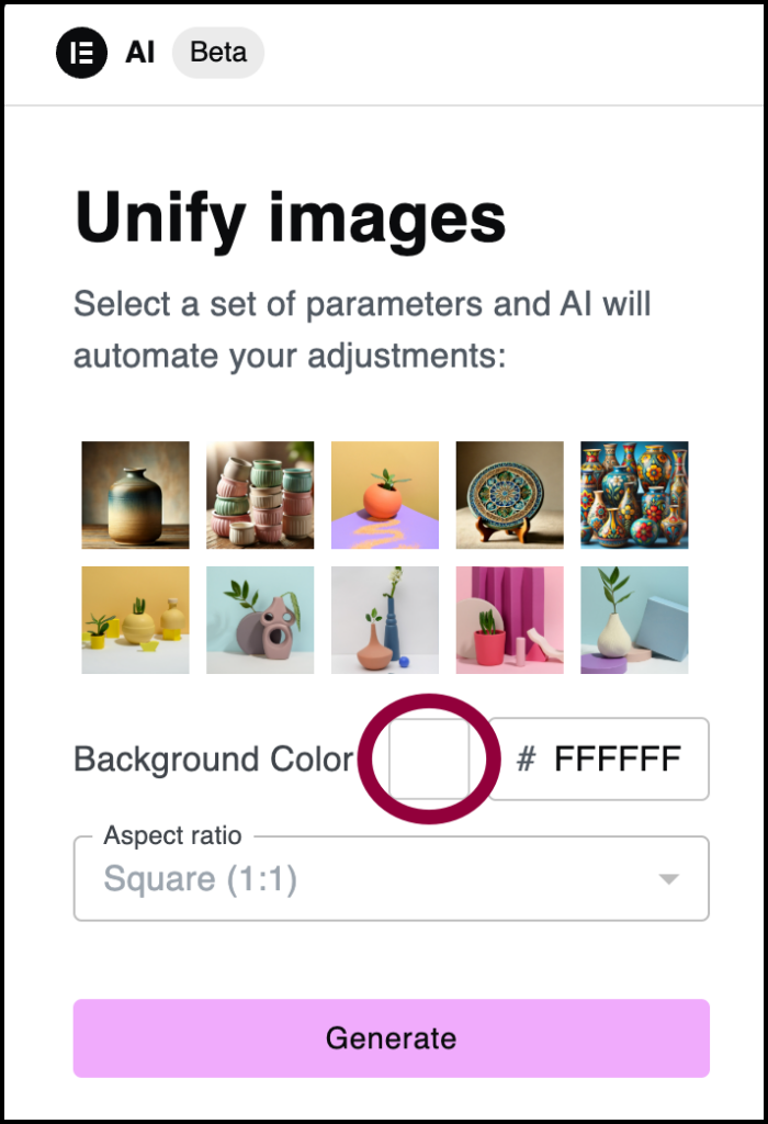 Standardize your product photos with Elementor AI | Elementor