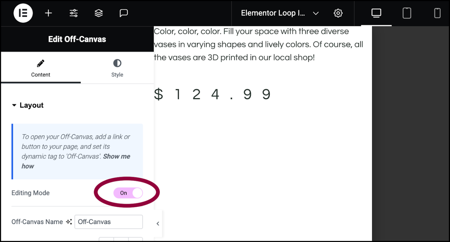 Add an Off Canvas widget to a Loop Grid | Elementor