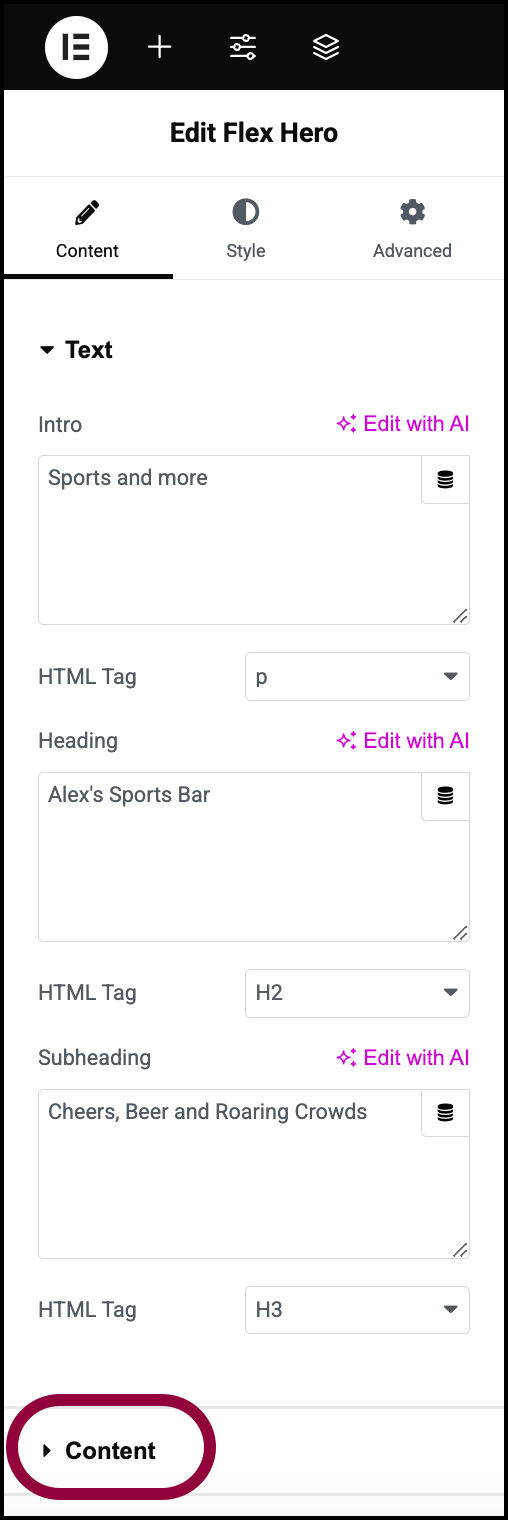 Flex Hero widget | Elementor