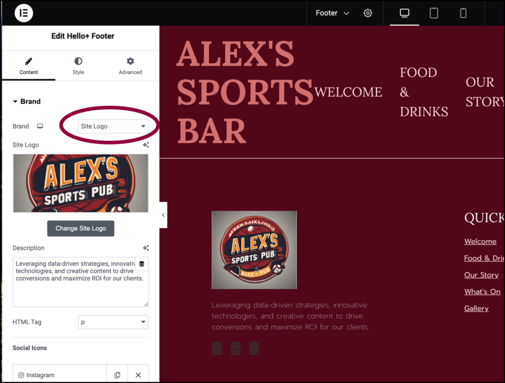 Customize your Hello Biz Footer | Elementor