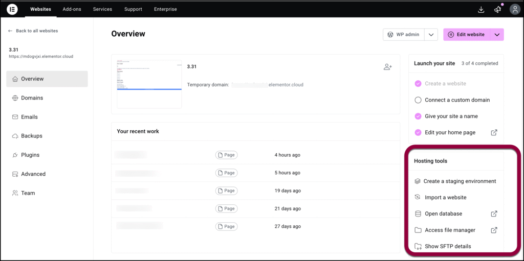 Access the files of your Elementor Host site | Elementor
