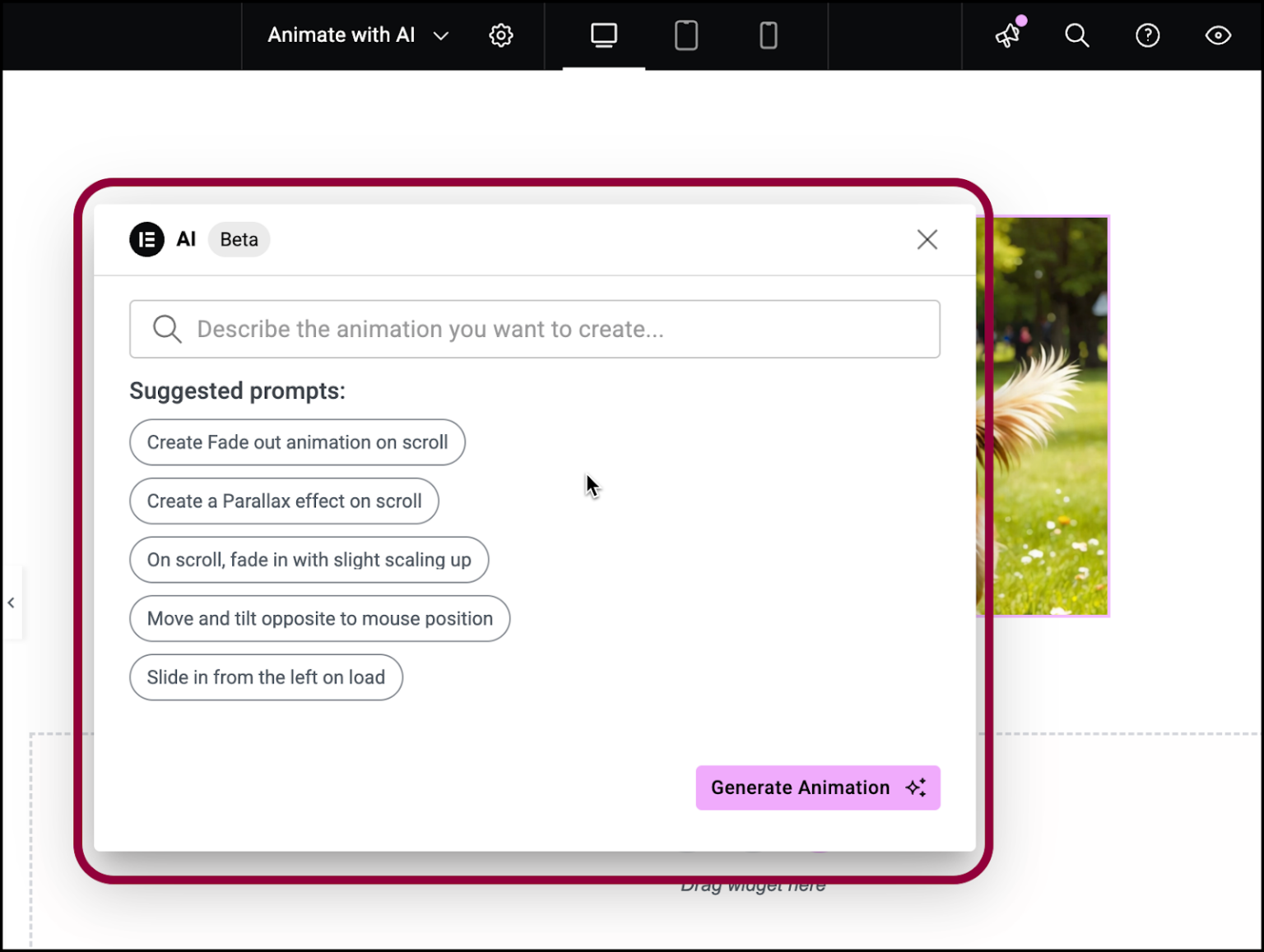 Use AI to add animation effects | Elementor