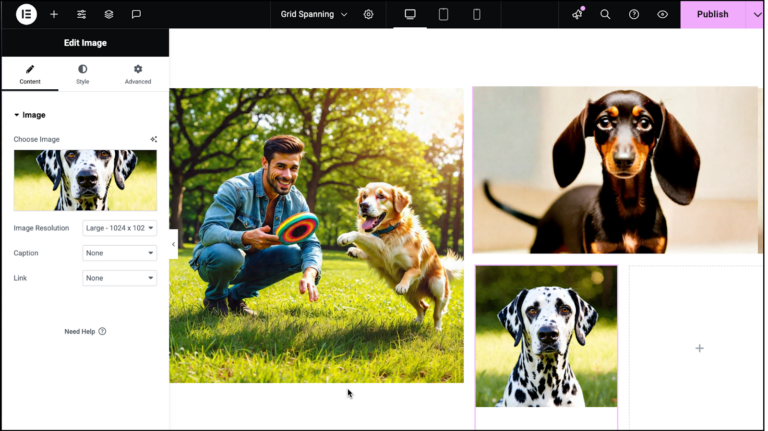 Span content over multiple cells in a grid layout | Elementor
