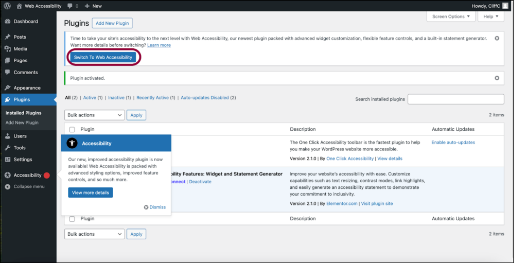 Moving from One Click Accessibility to Ally-Web Accessibility | Elementor