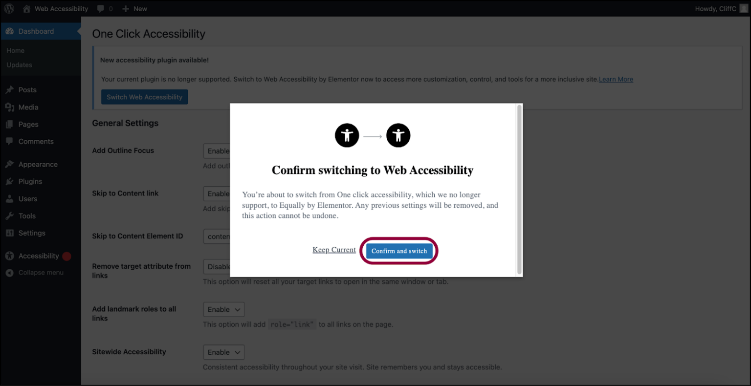 Moving from One Click Accessibility to Ally-Web Accessibility | Elementor