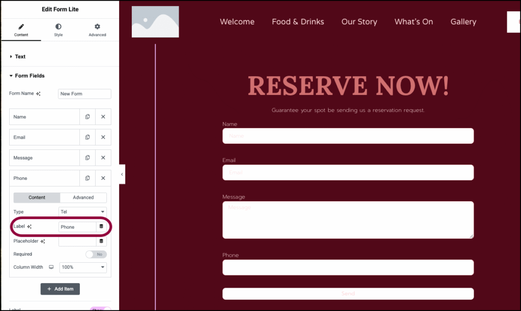 Form Lite | Elementor