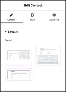 Contact Widget » Elementor