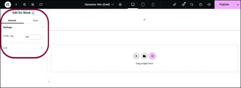 Div Block element | Elementor