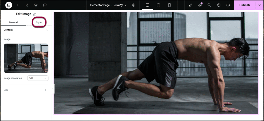 Style tab - Size | Elementor