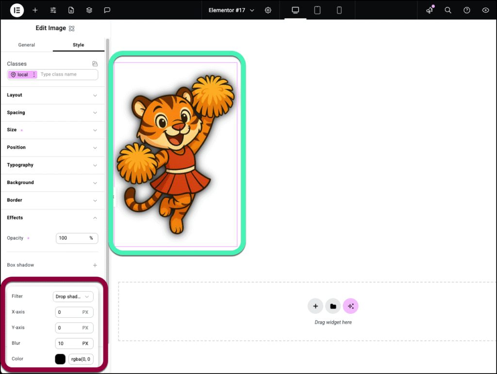 Style tab - Effects | Elementor