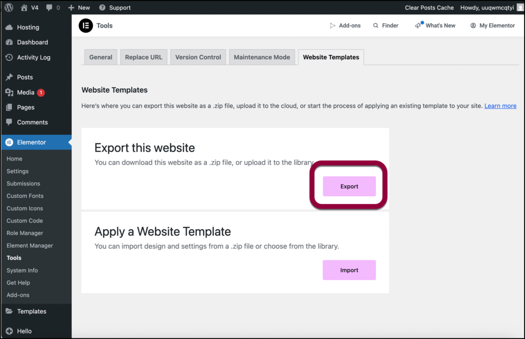 Import and export Elementor website templates | Elementor