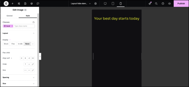 Responsive Editing Elementor
