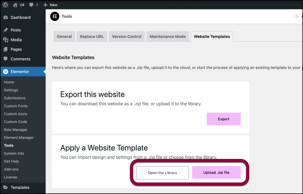Import and export Elementor website templates | Elementor